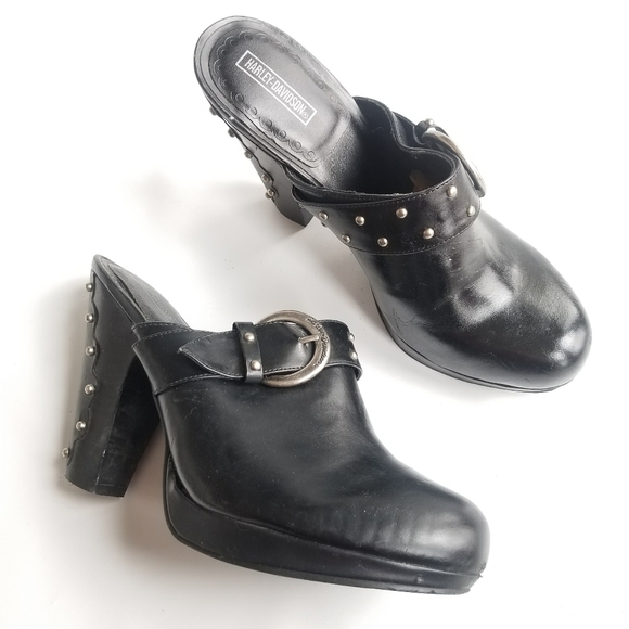 Harley-Davidson | Shoes | Harley Davidson Mules Clogs Slip On Leather ...